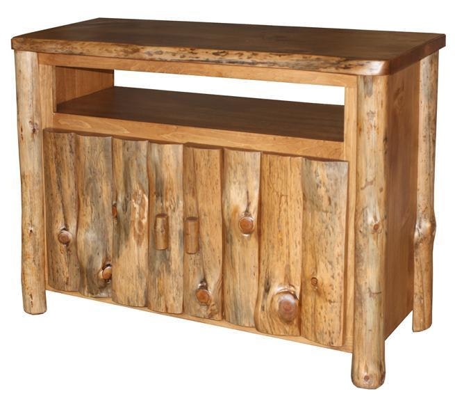 Rustic Log TV Stand for Flat Screens from DutchCrafters Amish
