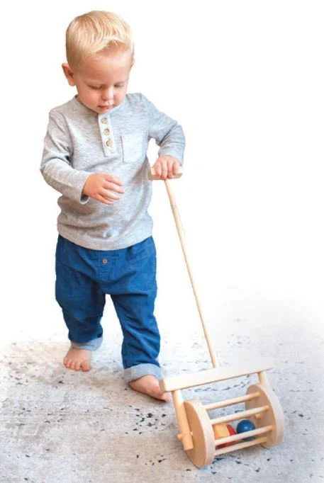 Block Roller Wood Toy Push Pull Toy - Amish Handcrafted Wooden Toys