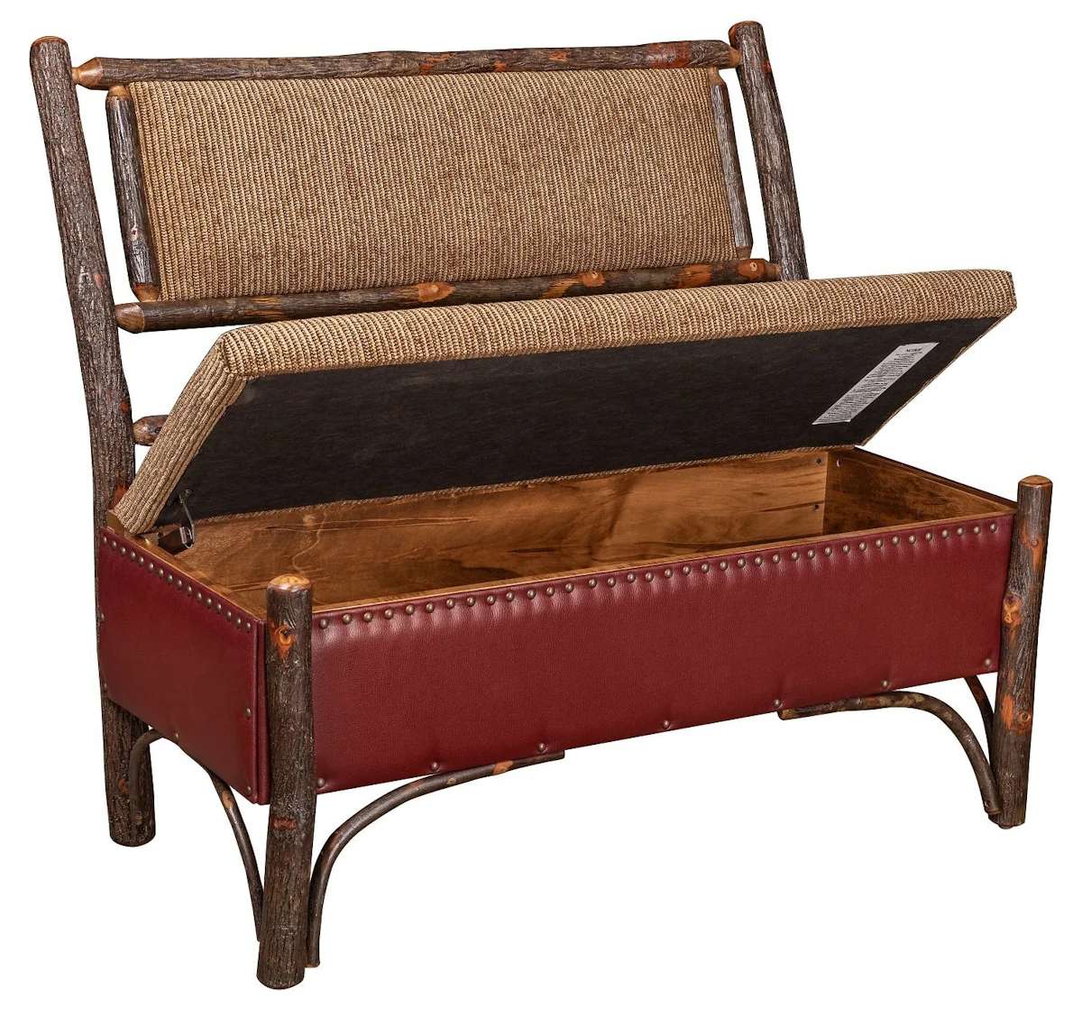 Custom Hoosier Hickory Wood Storage Bench | DutchCrafters