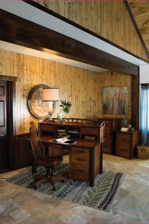 Rustic Hickory Log Desk with Optional Hutch | DutchCrafters