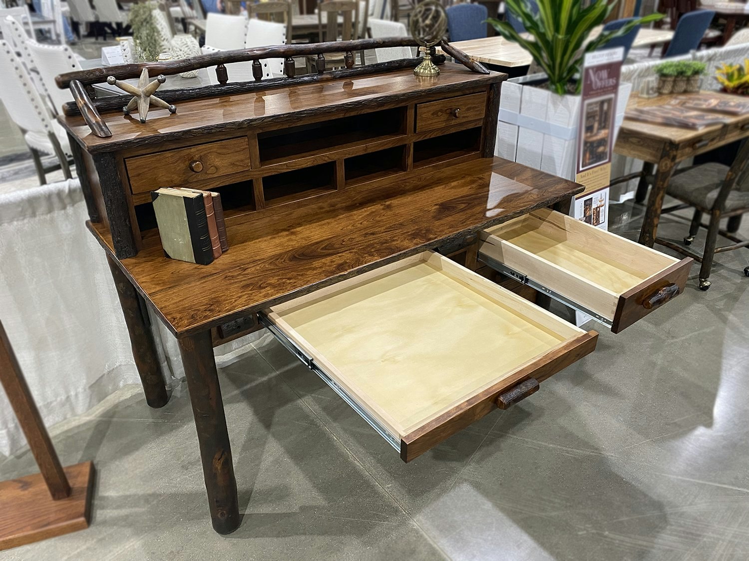 Rustic Hickory Log Desk from DutchCrafters Amish Furniture