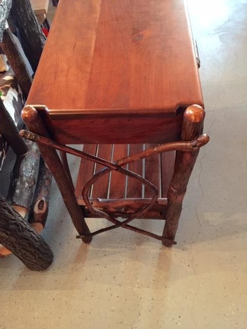 Handcrafted Amish Hickory End Table – Rustic Log-Style Accent Table