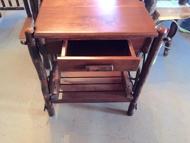 Handcrafted Amish Hickory End Table – Rustic Log-Style Accent Table