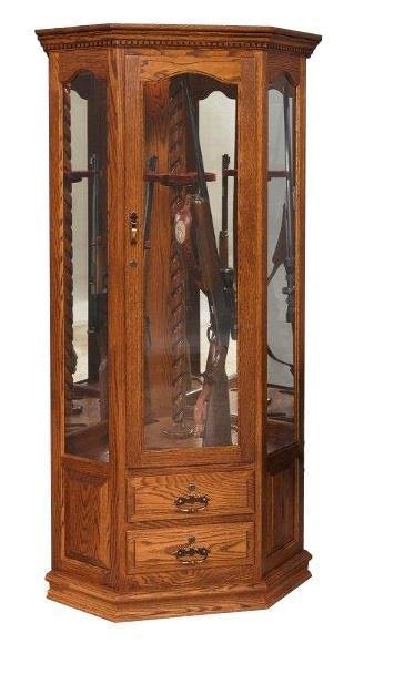 Corner Gun Cabinet with Rotating Gun Rack from DutchCrafters Amish