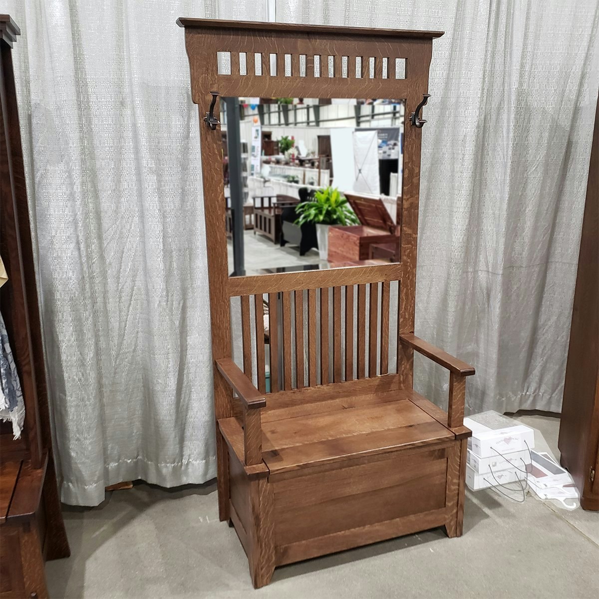 Custom Solid Wood Mission Hall Tree Bench from DutchCrafters Amish