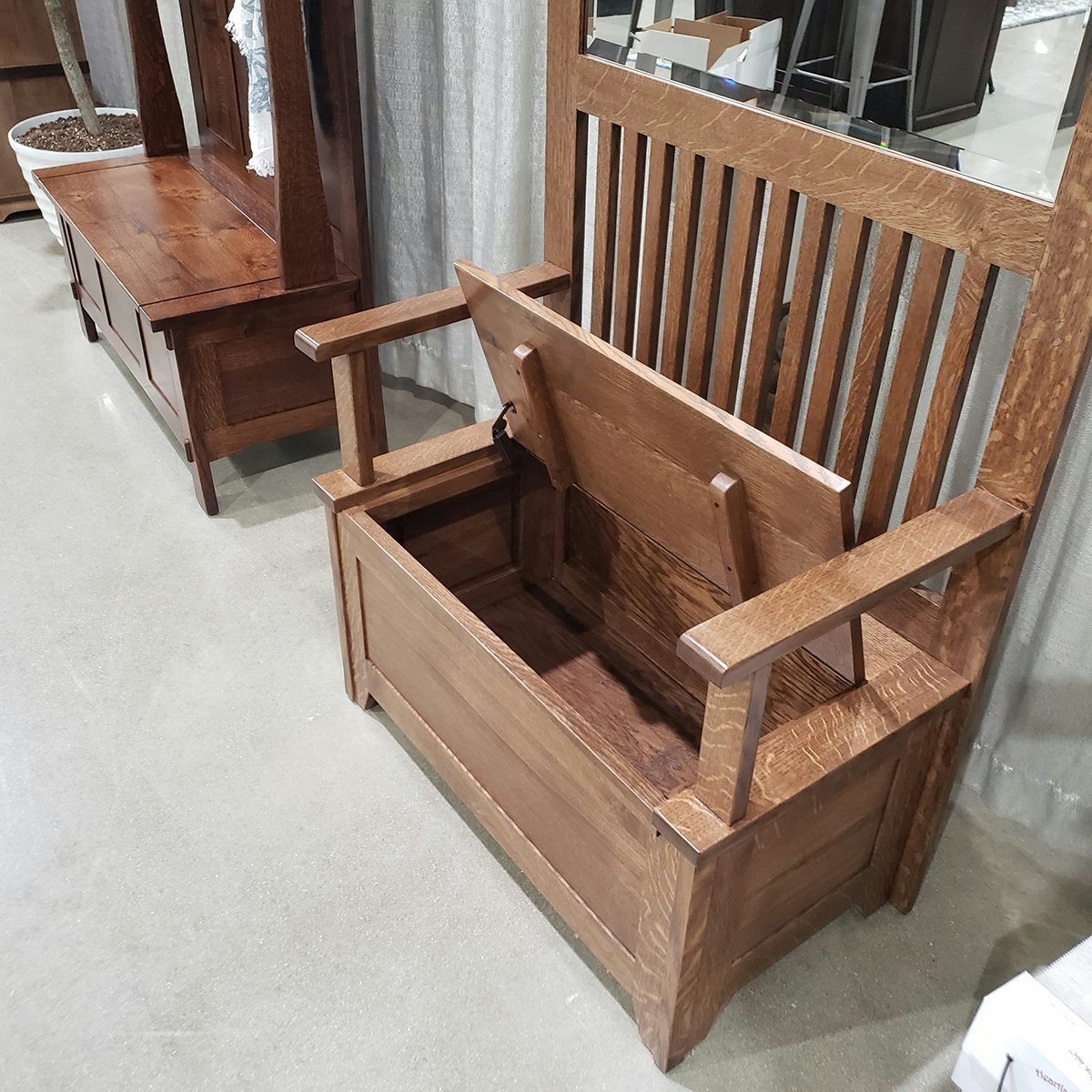 Mission Hall Tree Bench with Coat Hooks | DutchCrafters