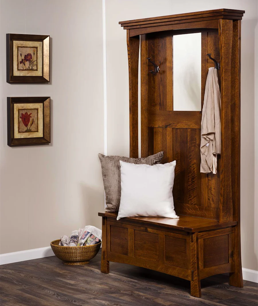 Entryway Hall Tree Bench Made in America | Amish Solid Wood Furniture