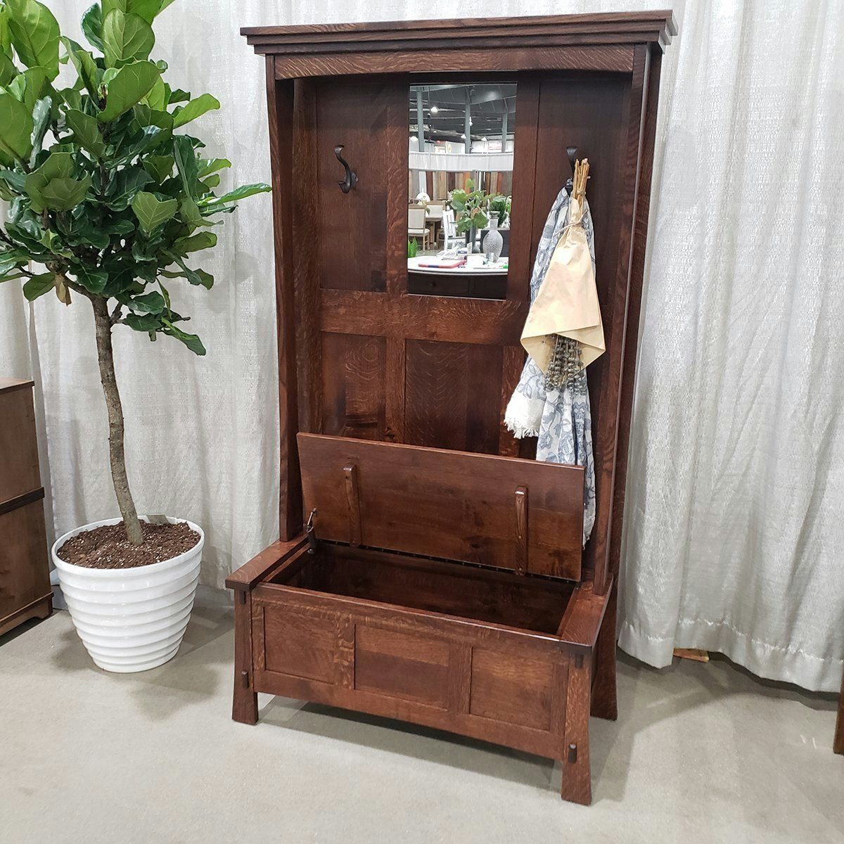 Entryway Hall Tree Bench Made in America | Amish Solid Wood Furniture