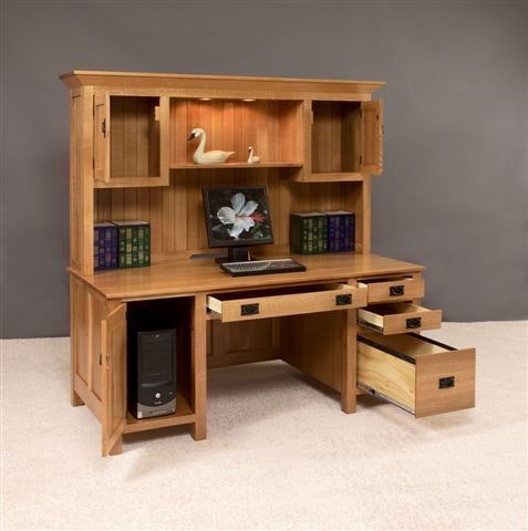 Mission Style Solid Wood Computer Desk by DutchCrafters Amish