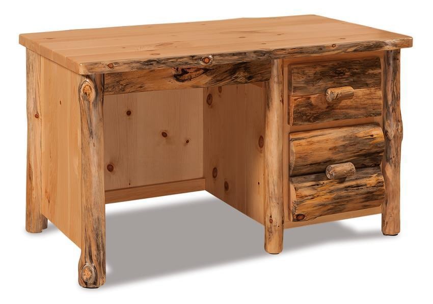 Rustic Log Desk with File Drawer | Amish Log Office Furniture
