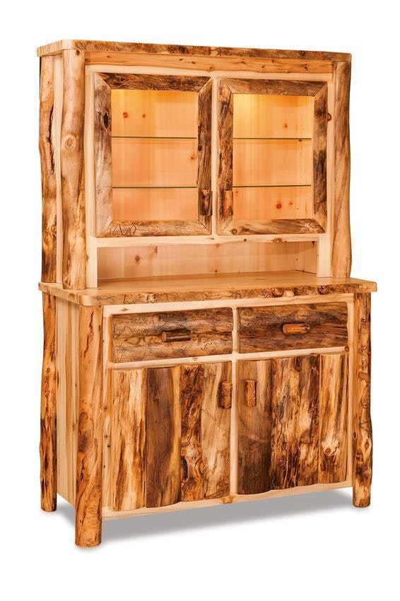 Rustic Log 48" Cabinet with Hutch | Amish Log Dining Room Furniture
