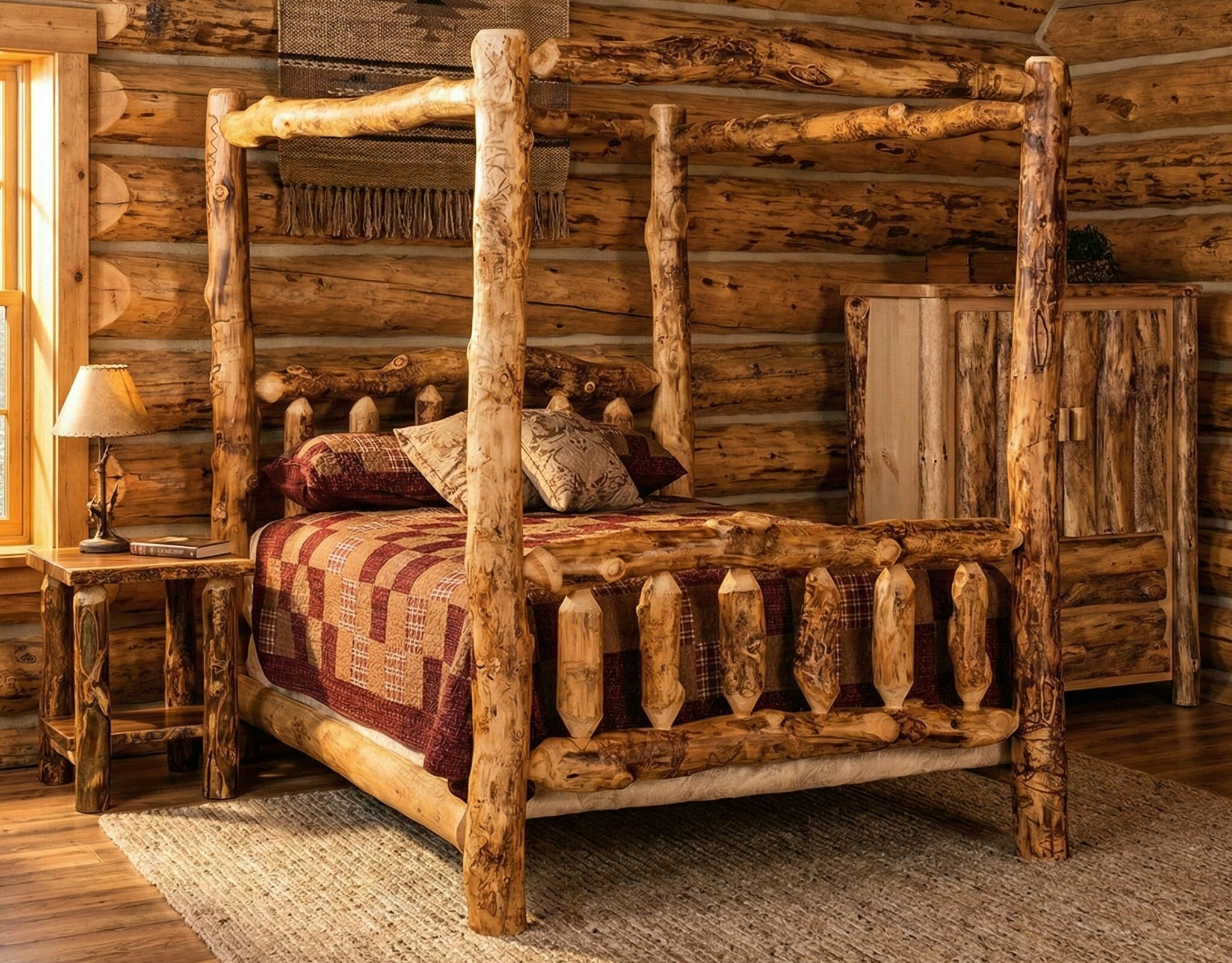 Handcrafted Rustic Log Armoire | Amish Made Bedroom Storage