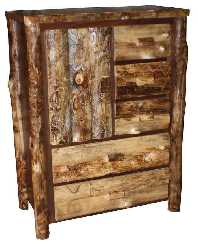 Handcrafted Rustic Log Armoire | Amish Made Bedroom Furniture