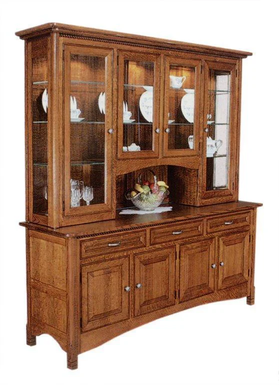 Amith 72" Solid Wood Four Door Hutch From DutchCrafters Amish