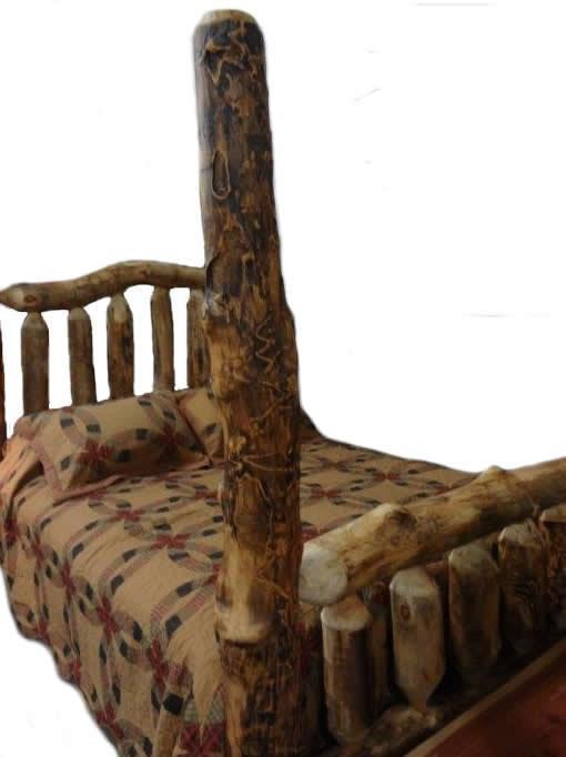 Rustic Log Four Poster Bed | Amish Made Bedroom Furniture