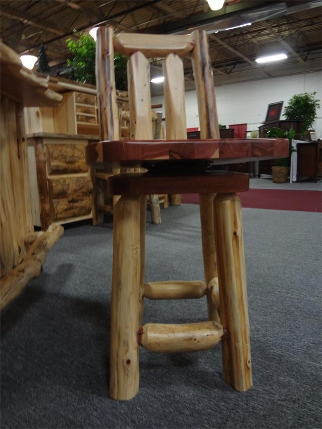 Rustic Log Bar Stool with Swivel from DutchCrafters Amish Furniture