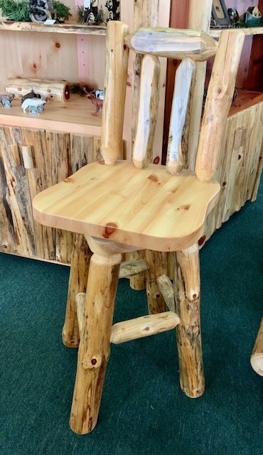 Rustic Log Counter & Bar Stool | Amish Made Cabin Furniture