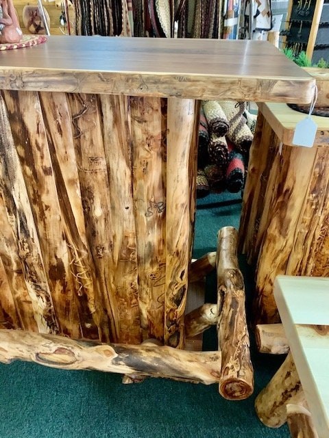 Rustic Wood Log Bar For Home Entertaining | Amish Handcrafted