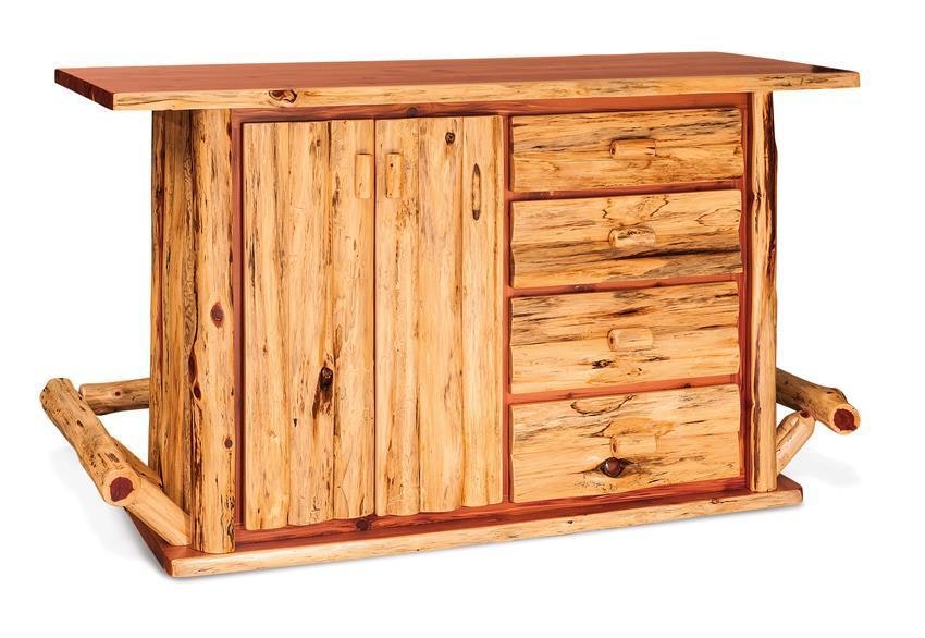 Rustic Wood Log Bar For Home Entertaining | Amish Handcrafted