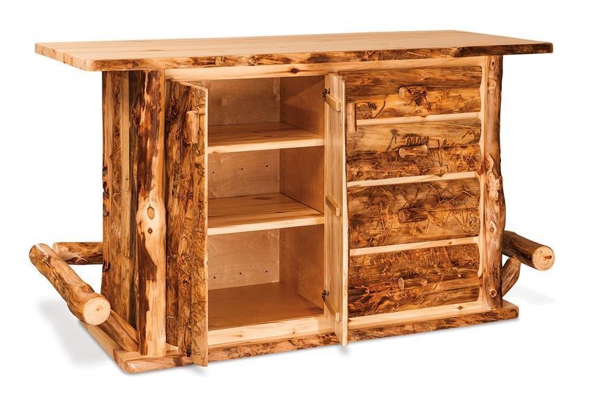 Rustic Wood Log Bar For Home Entertaining | Amish Handcrafted