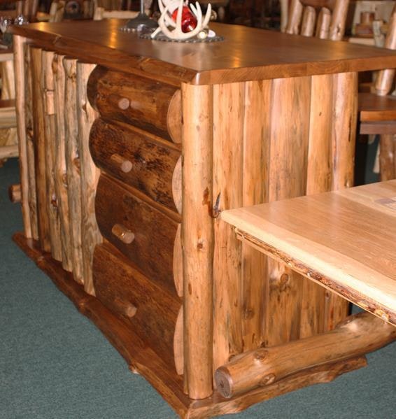 Rustic Wood Log Bar For Home Entertaining | Amish Handcrafted