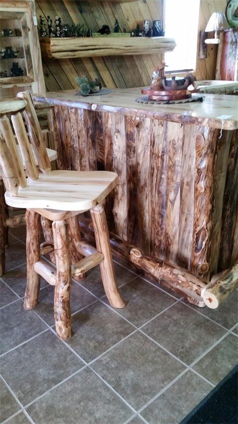 Rustic Wood Log Bar For Home Entertaining | Amish Handcrafted