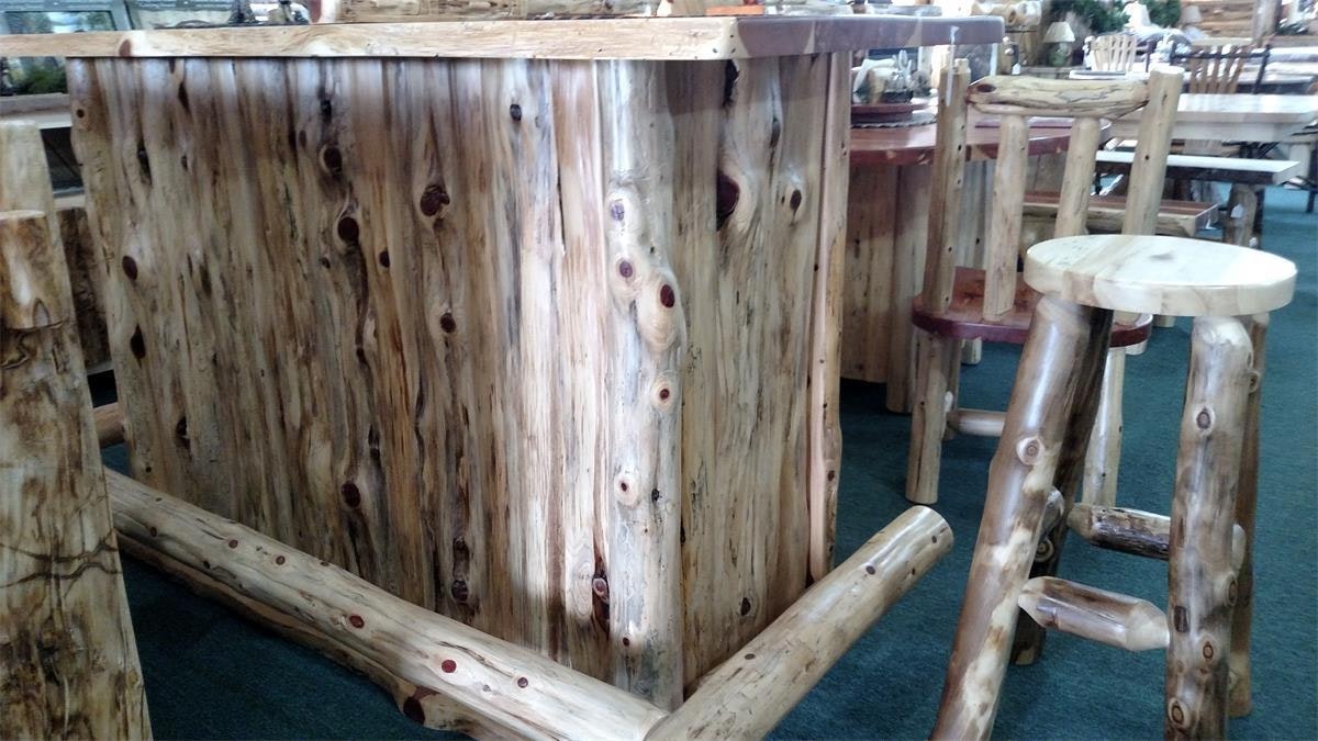 Rustic Wood Log Bar For Home Entertaining | Amish Handcrafted