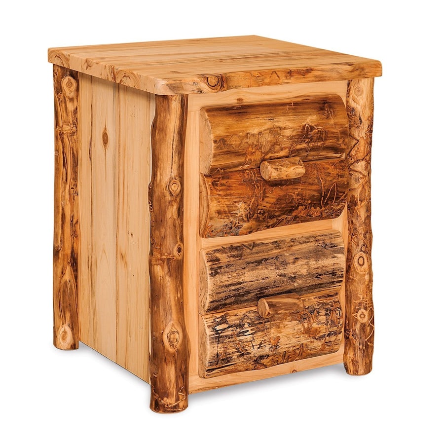 Rustic Log 2-Drawer File Cabinet | Amish Made Office Furniture