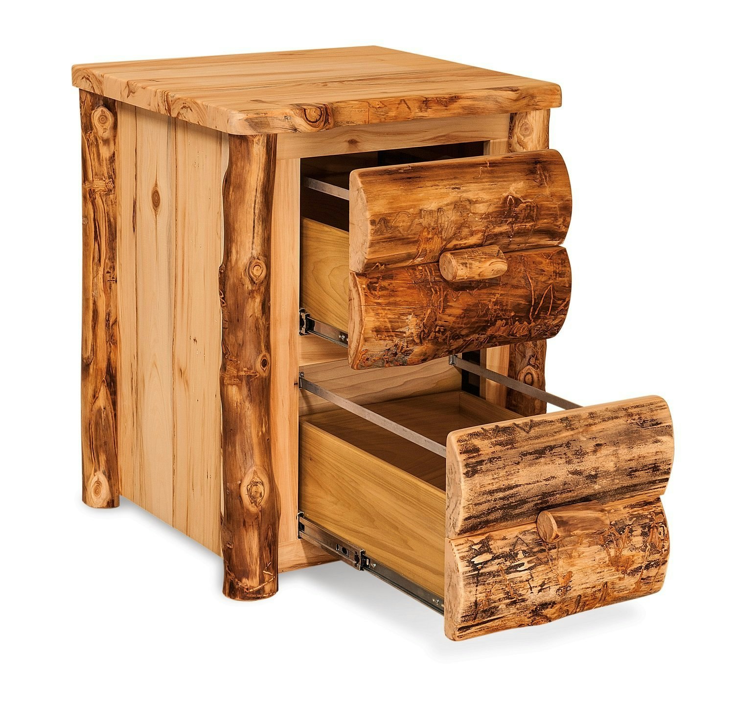 Rustic Log 2-Drawer File Cabinet | Amish Made Office Furniture