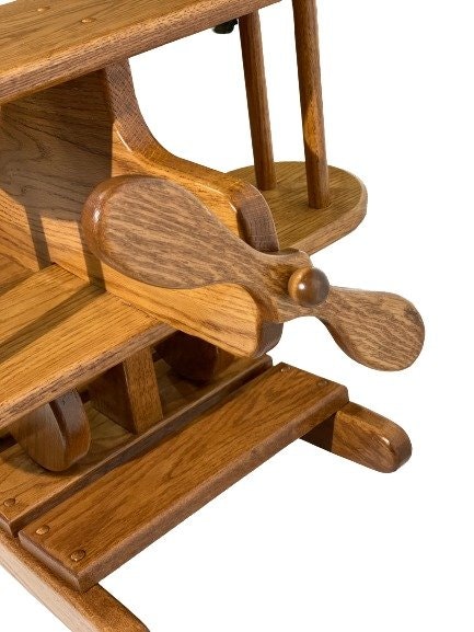 Amish Made Airplane Rocking Toy – Solid Oak Heirloom Rocker