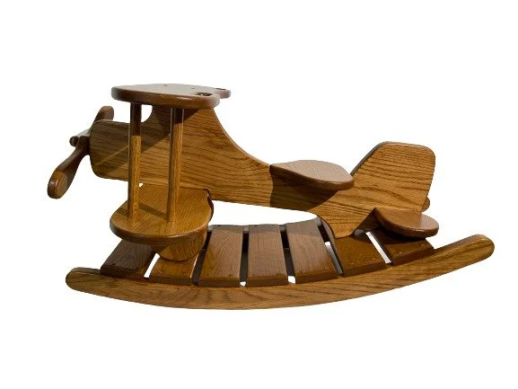 Oak Wood Airplane Rocker with Hand Holds from DutchCrafters Amish