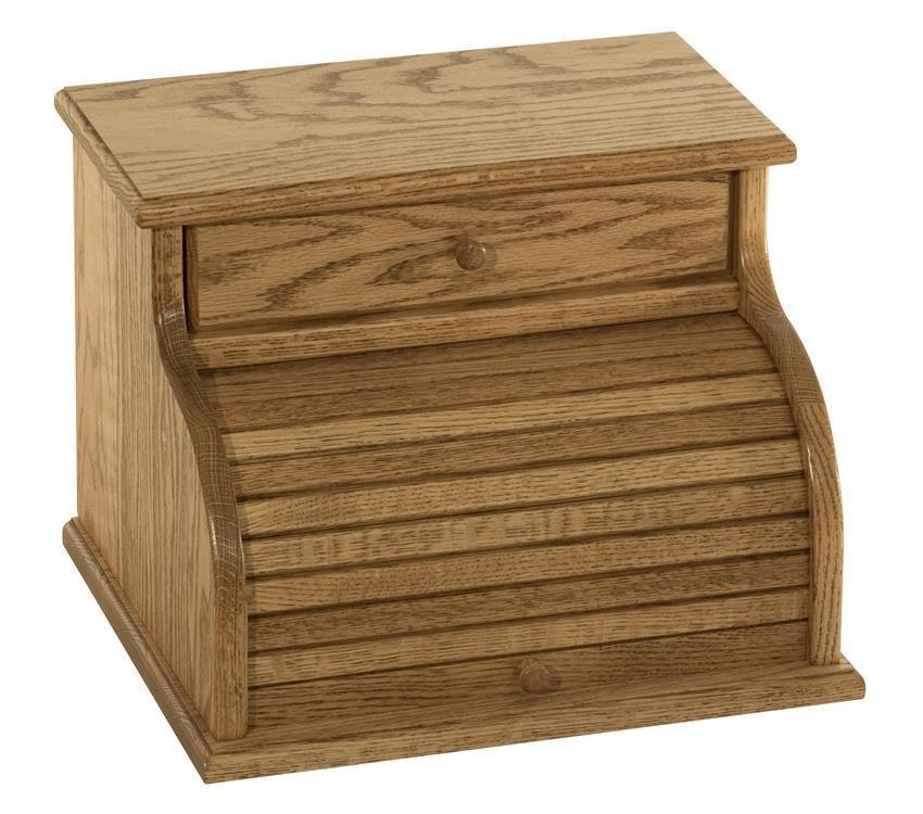 Solid Wood Bread Box with Drawer from DutchCrafters Amish Furniture