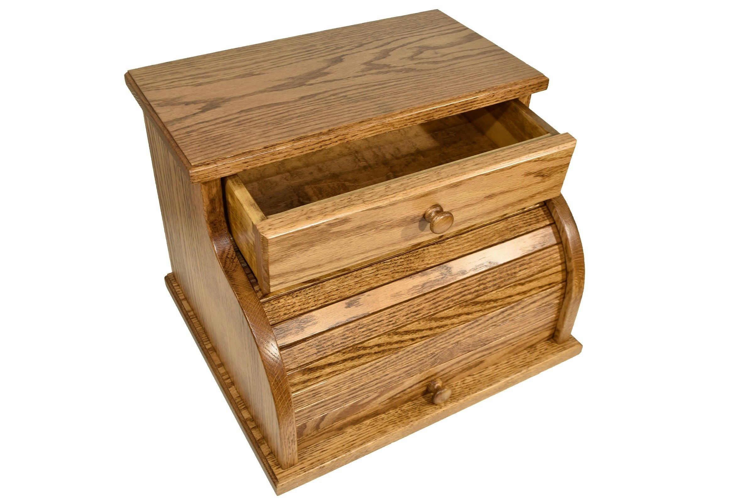 Solid Wood Bread Box with Drawer from DutchCrafters Amish Furniture