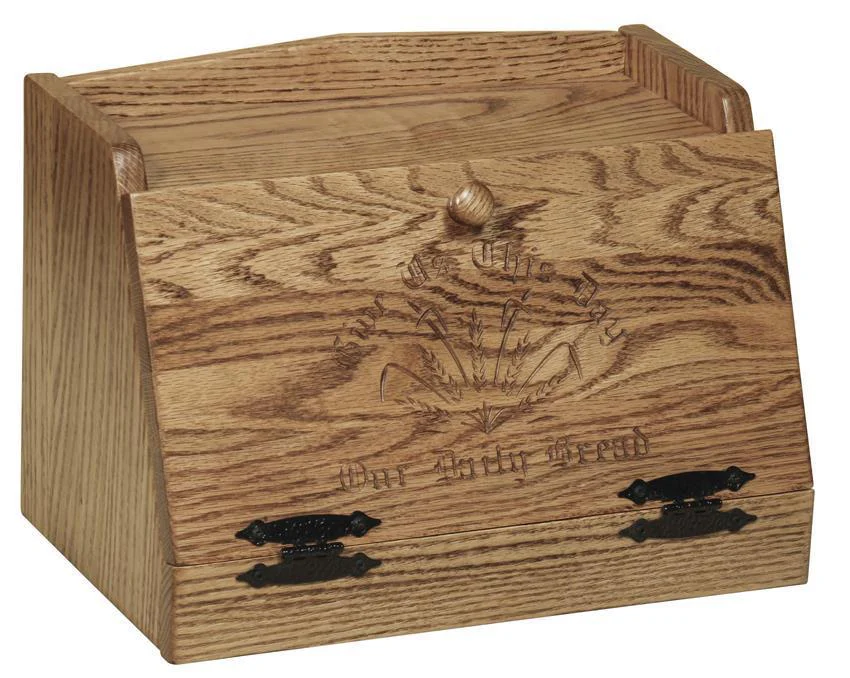 Amish Hardwood Bread Box with Wheat and words by Dutchcrafters
