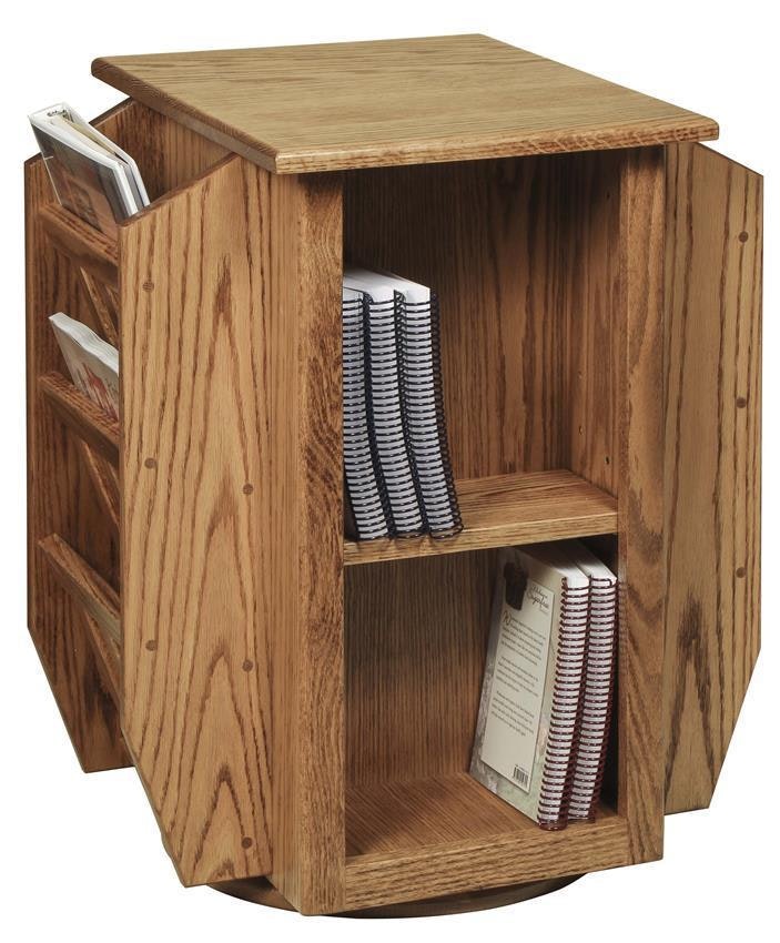 Hardwood Magazine Stand with Swivel and Book Shelf from DutchCrafters