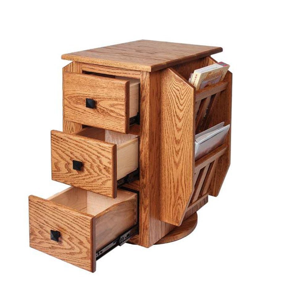 Hardwood Magazine Stand with Swivel and Storage from DutchCrafters