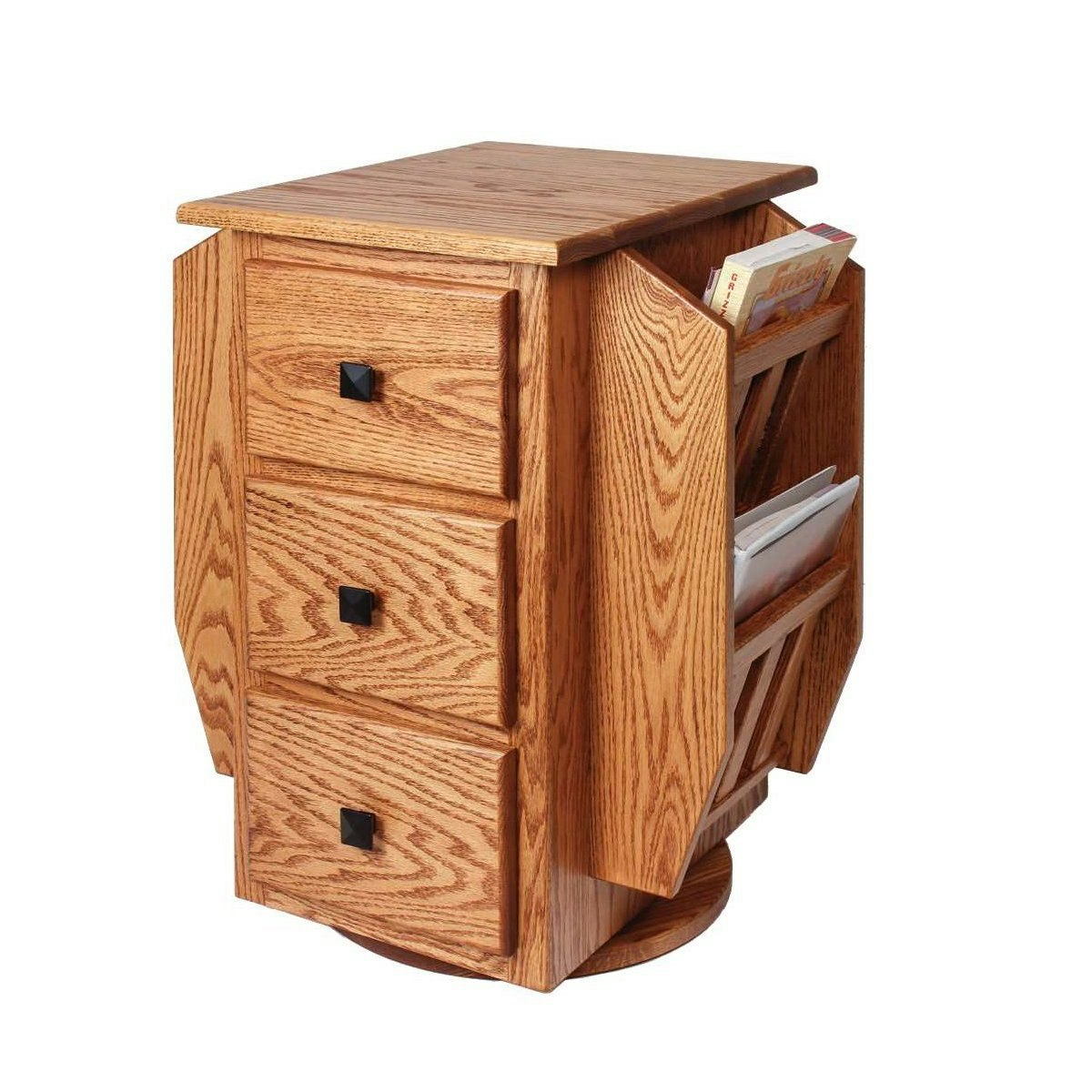 Hardwood Magazine Stand with Swivel and Storage from DutchCrafters