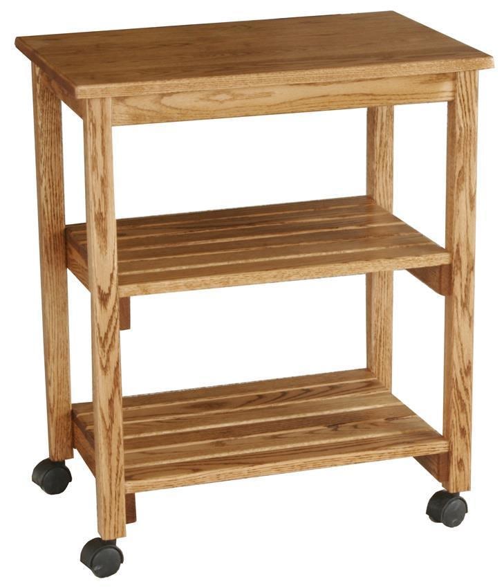 Solid Wood Microwave Serving Cart with Slatted Shelves from
