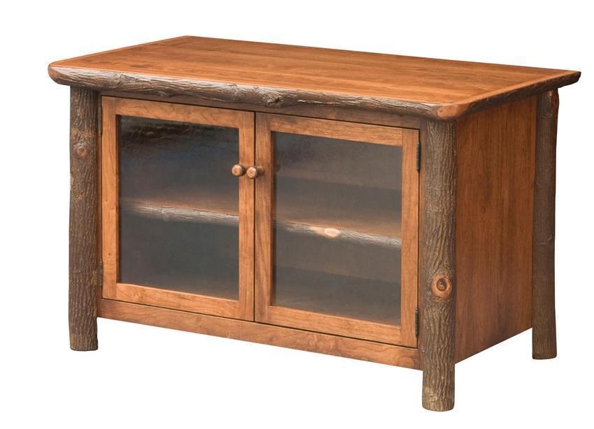 42" Rustic Hickory TV Stand with Glass Doors | DutchCrafters