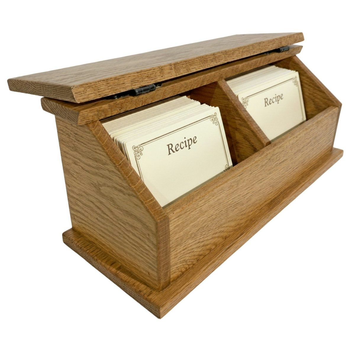 Oak Wood Double Recipe Box from DutchCrafters Amish Furniture