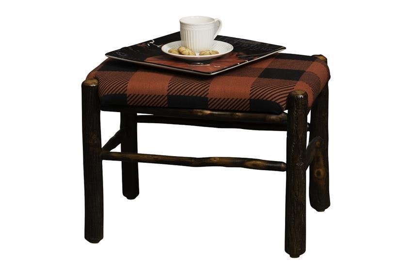Rustic Hickory Fireside Upholstered Footstool | DutchCrafters