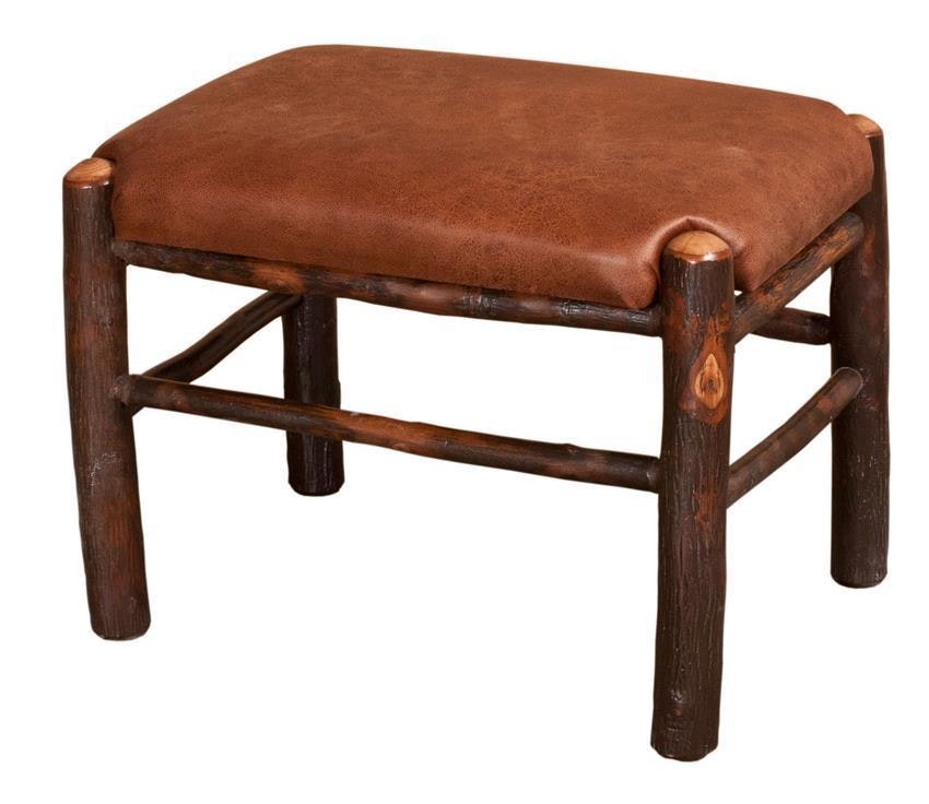 Hickory Log Upholstered Foot Stool from DutchCrafters Amish Furniture