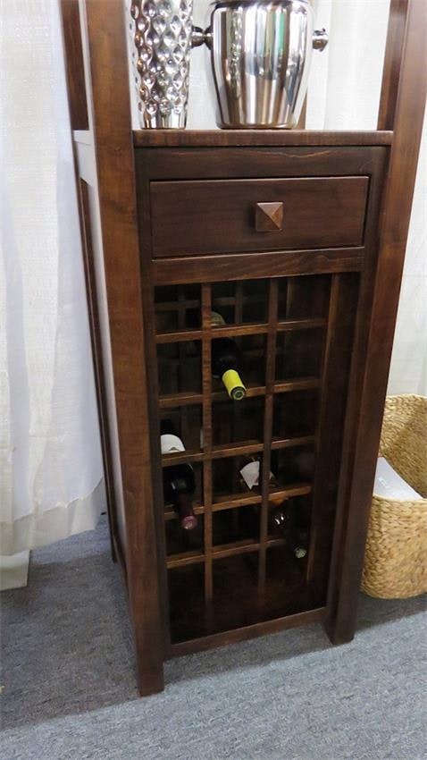 Solid Wood Tall Wine Storage Cabinet Tower - Amish Handcrafted