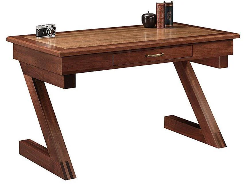 Contemporary Amish Writing Desk with Z‑Shaped Legs | Solid Wood Desks