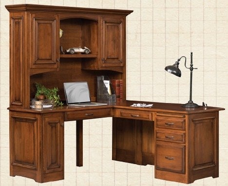 Tuscan Classic Corner Desk with Optional Hutch Top from DutchCrafters