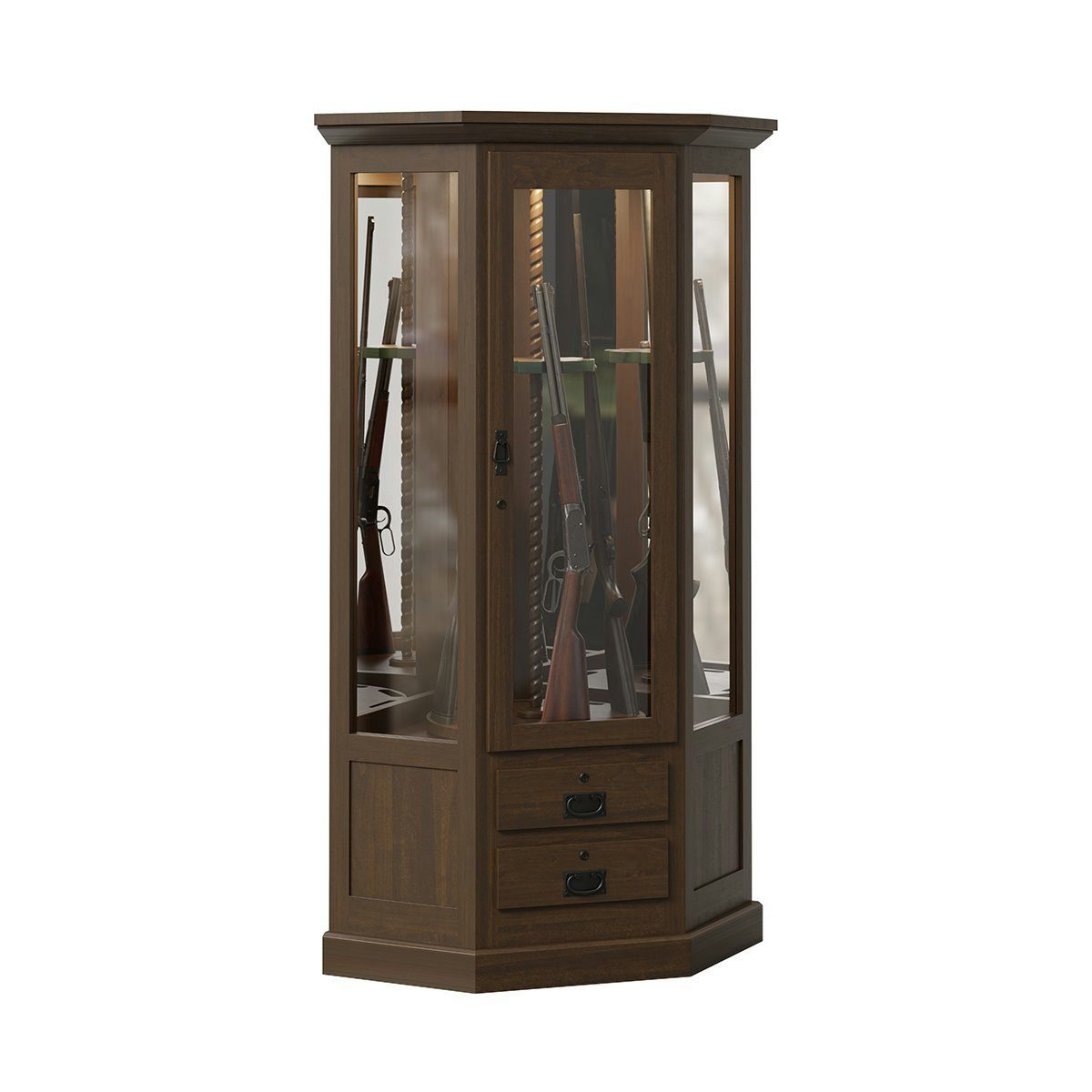 Solid Wood Corner Gun Cabinet From DutchCrafters Amish Furniture