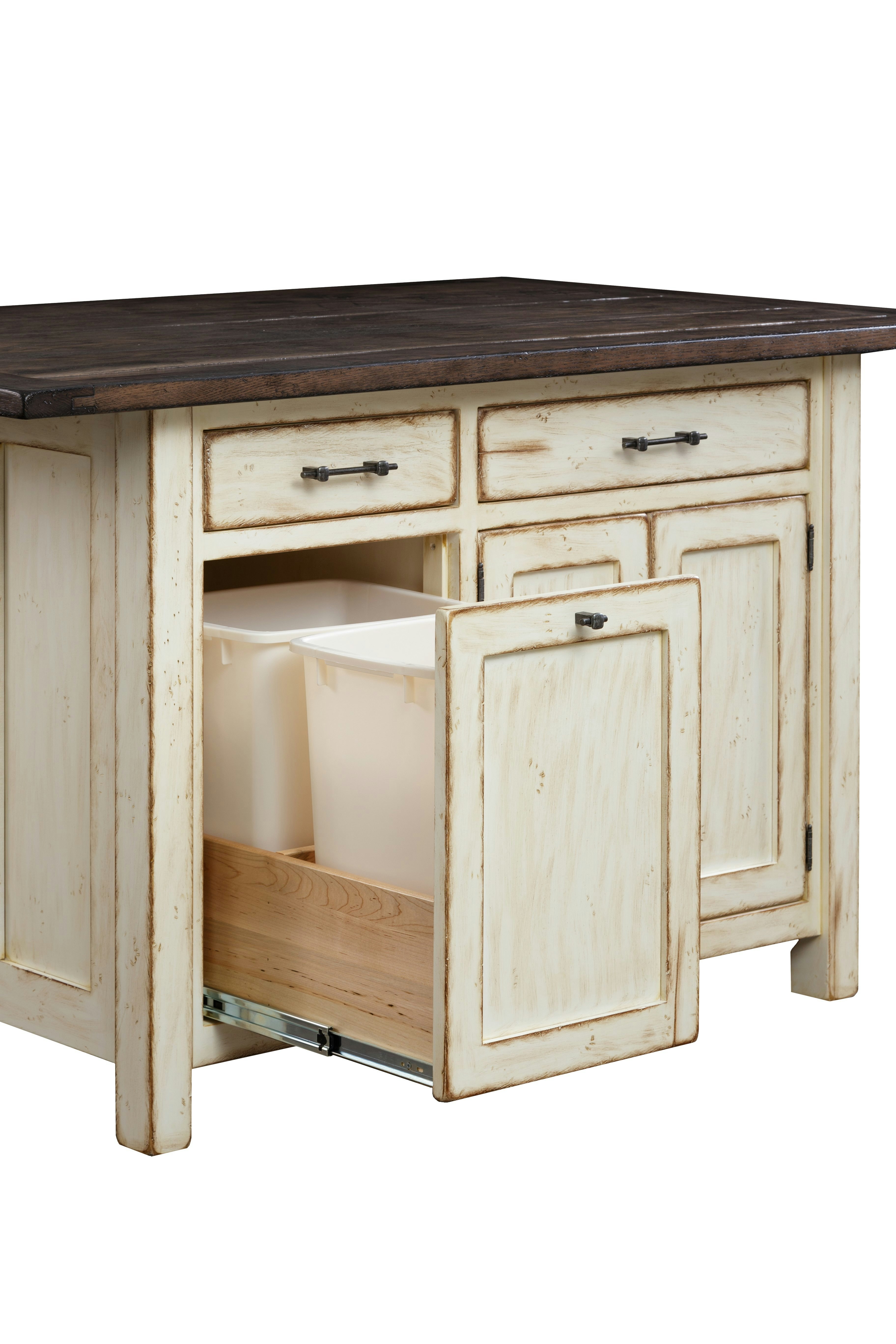 Northwood Mission 48" Solid Wood Kitchen Island With Three Doors From