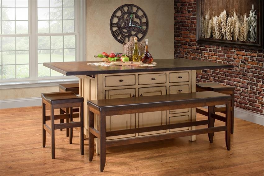 Northwood Mission 48" Solid Wood Kitchen Island With Six Drawers from