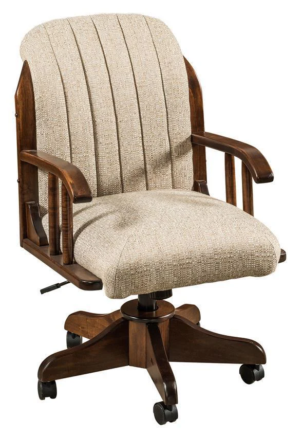 Amish Upholstered Desk Chair with Castors - DutchCrafters