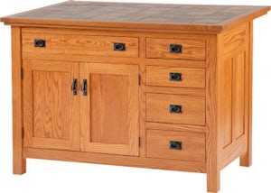 Basil Mission 48" Solid Wood Kitchen Island with Two Doors & Five